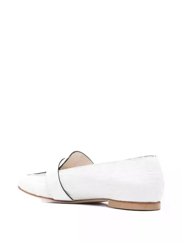 ANNA F. Croc-effect Leather Loafers