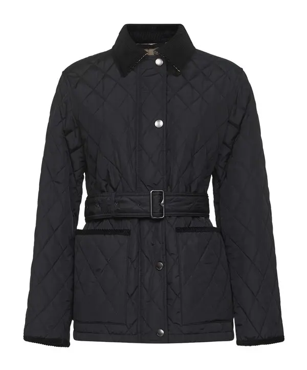 Burberry Quilted Belted Waist Jacket - Black