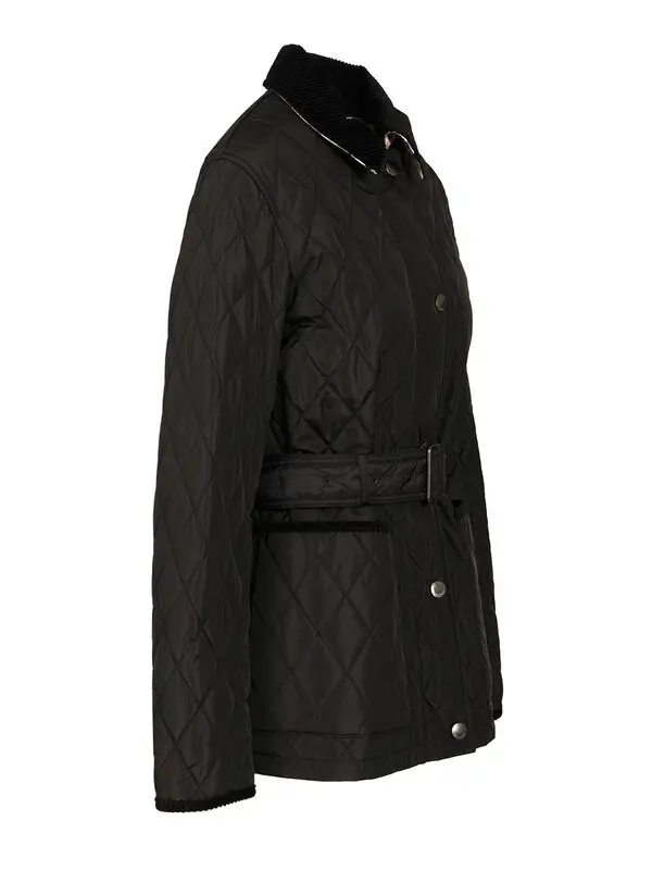 Burberry Quilted Belted Jacket With Zip And Snap Fastening