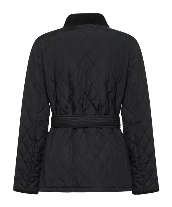 Burberry Quilted Belted Jacket With Zip And Snap Fastening
