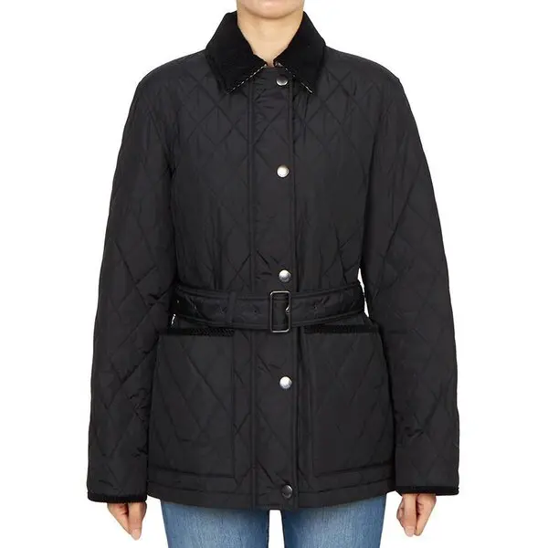 Burberry Quilted Belted Jacket With Zip And Snap Fastening
