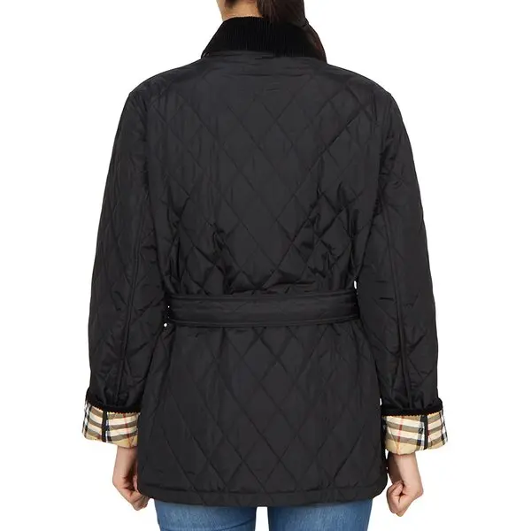 Burberry Quilted Belted Jacket With Zip And Snap Fastening