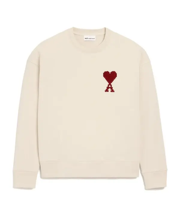 Ami Embroidered-heart Sweatshirt - White