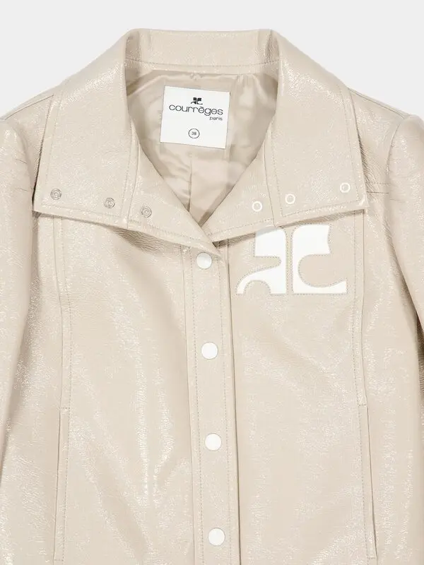 COURREGES Mastic Grey Reedition Vinyl Jacket - Beige