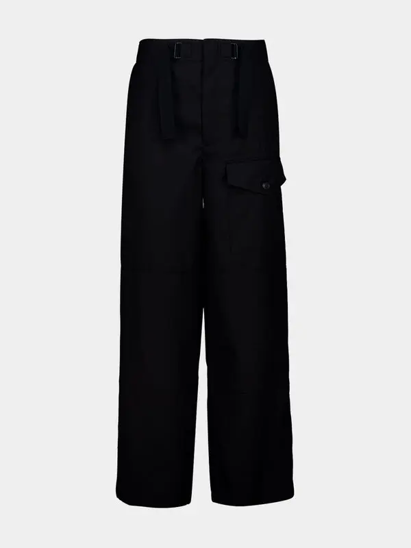 Auralee Wool Herringbone Cargo Pants - Black