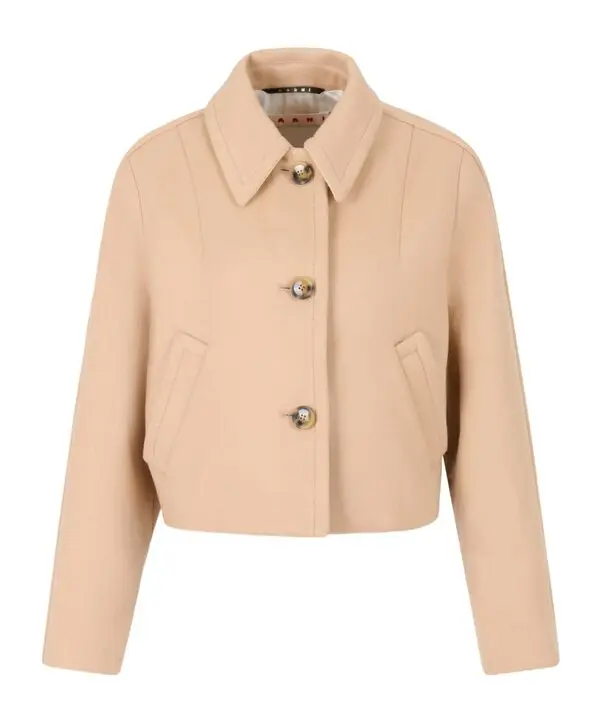 Marni Camel Felt Cropped Jacket
