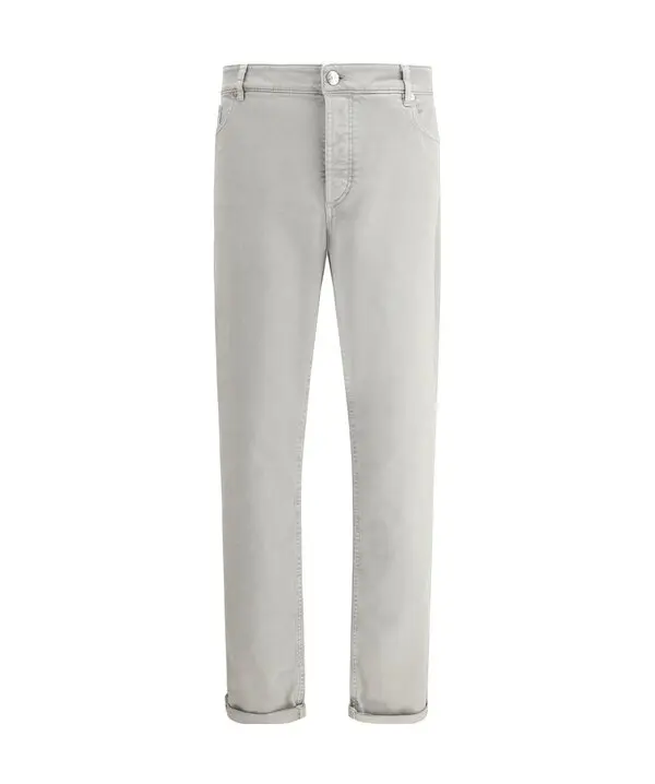 Brunello Cucinelli Straight-leg Jeans With Logo Patch - Khaki
