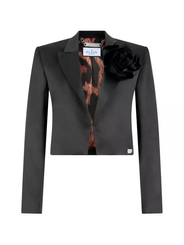 Philipp Plein Satin Flower Appliqué Jacket