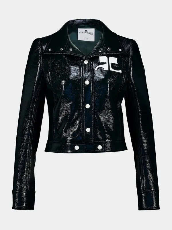 COURREGES Dark Reedition Vinyl Cropped Jacket - Green