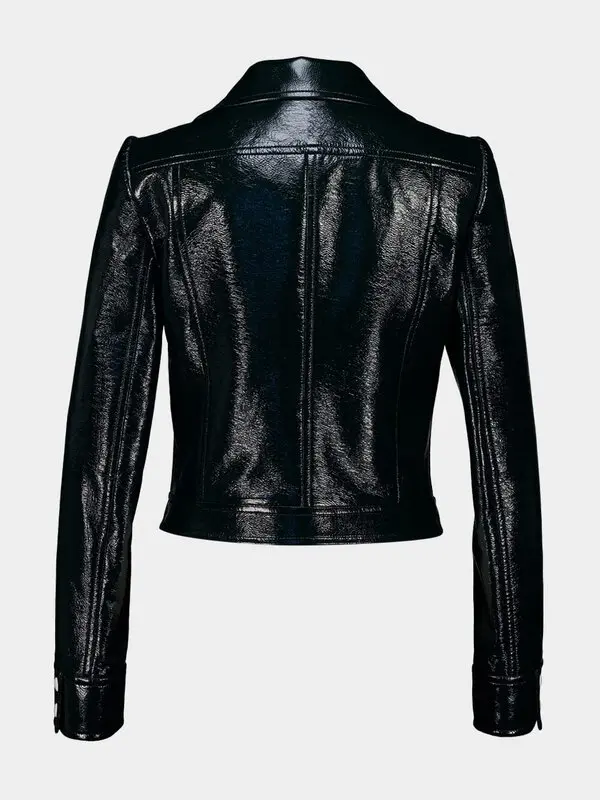 COURREGES Dark Reedition Vinyl Cropped Jacket - Green
