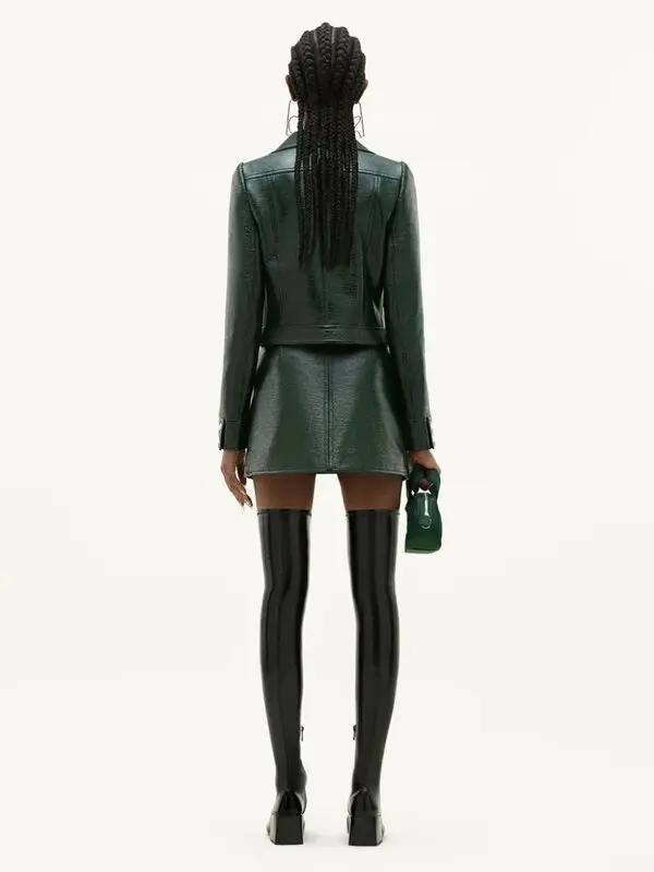 COURREGES Dark Reedition Vinyl Cropped Jacket - Green