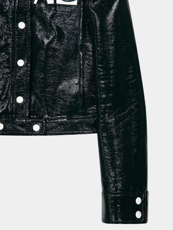 COURREGES Dark Reedition Vinyl Cropped Jacket - Green