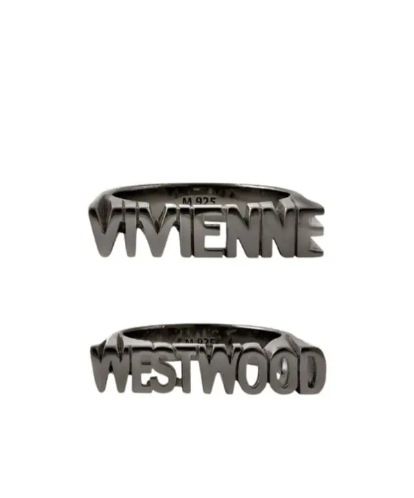 VIVIENNE WESTWOOD Essex Ring With Sculpted Lettering - Black