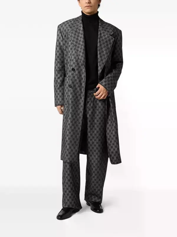 Philipp Plein Monogram Jacquard Double-breasted Coat