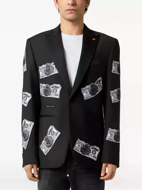 Philipp Plein Strass-embellished Dollars Blazer