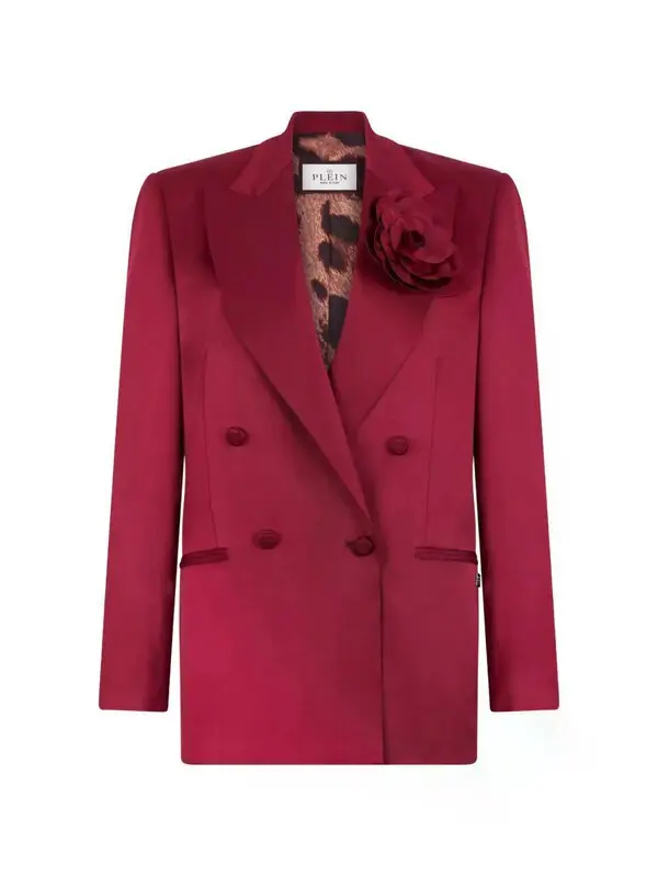 Philipp Plein Double-breasted Floral-appliqué Blazer