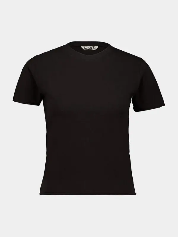 Auralee Brushed Organic Cotton T-shirt - Black