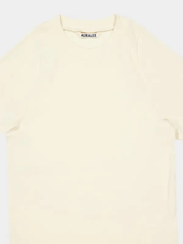 Auralee Ivory Organic Cotton Fine Rib T-shirt - Cream