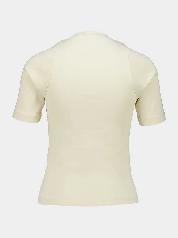Auralee Ivory Organic Cotton Fine Rib T-shirt - Cream