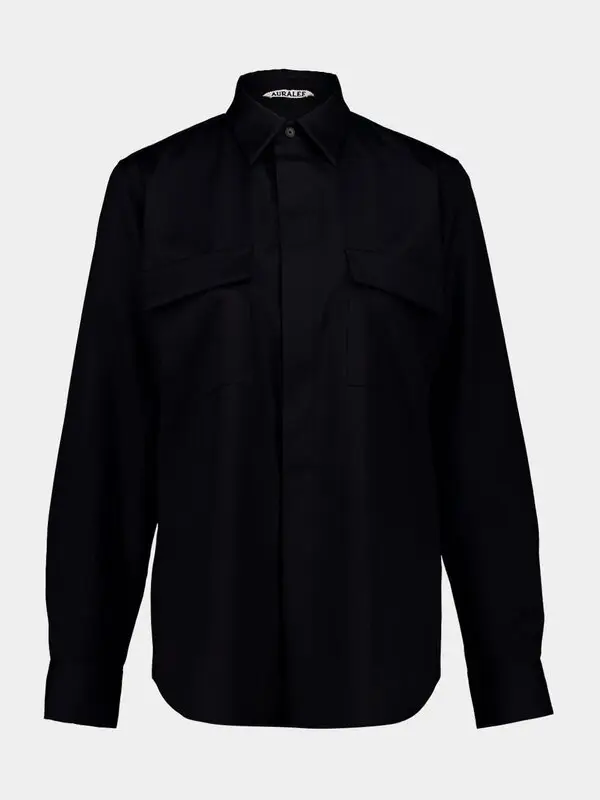Auralee Wool Herringbone Overshirt