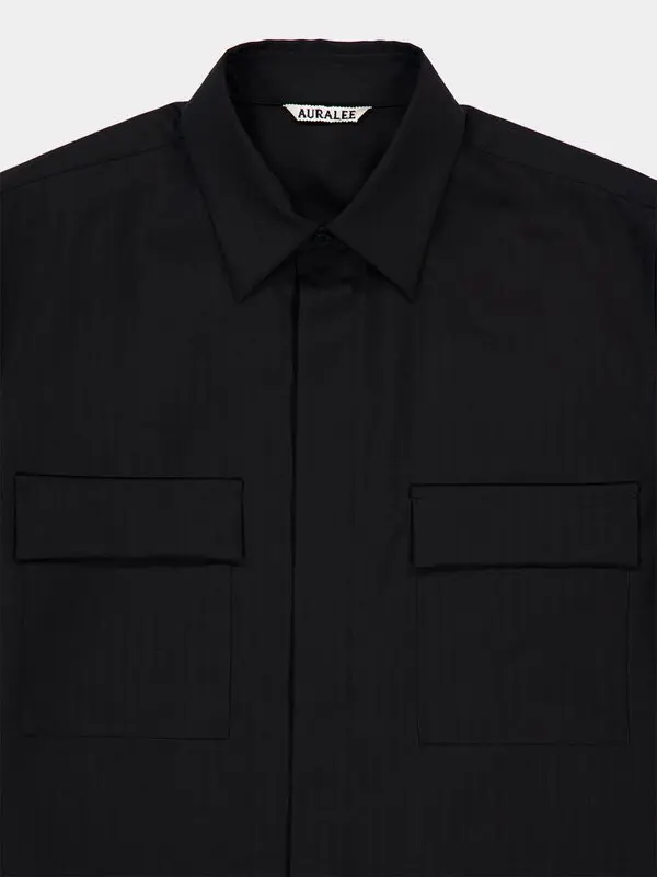 Auralee Wool Herringbone Overshirt