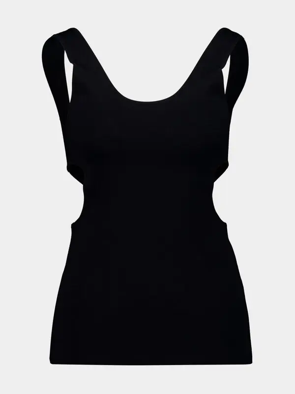Auralee Double Faced Silk Cotton Tank With Cut-out Detail - Black