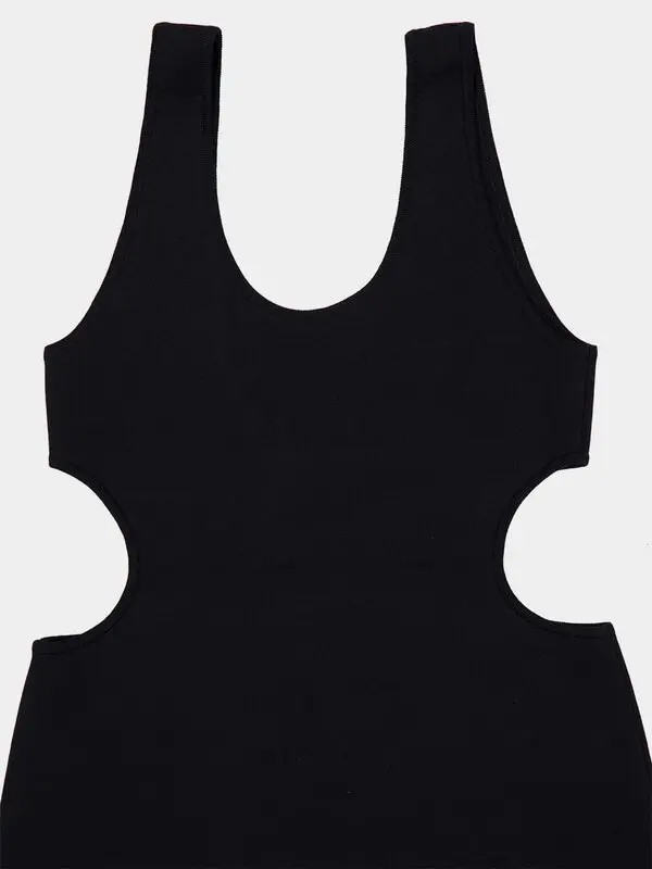 Auralee Double Faced Silk Cotton Tank With Cut-out Detail - Black