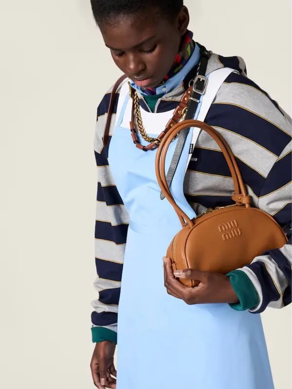 Miu Miu Cognac Beau Small Leather Bag - Brown