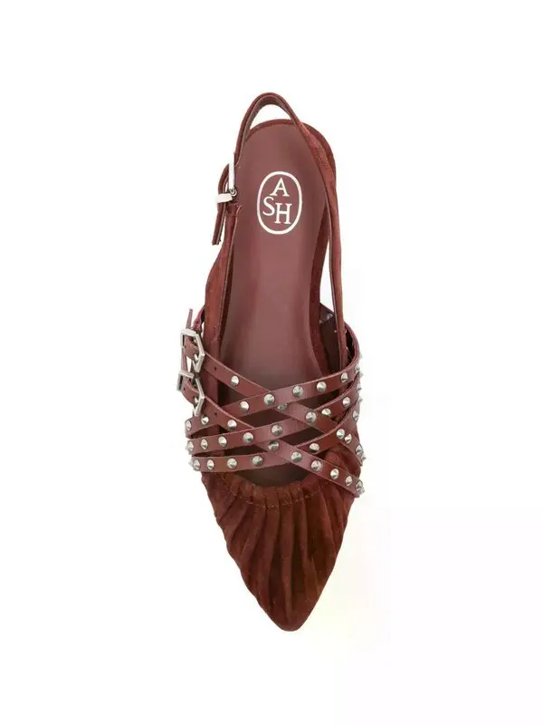 Ash Studded Buckled Flat Pumps
