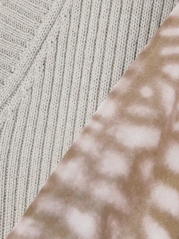 Dries Van Noten Ribbed-knit And Printed Satin Sweater