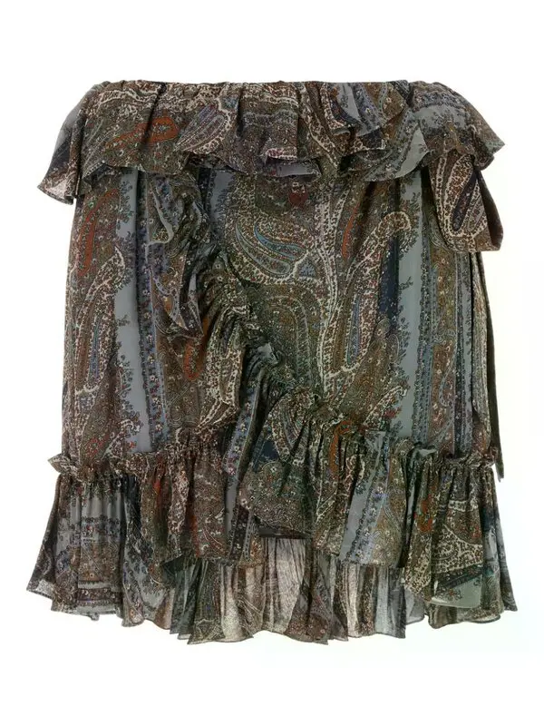 Saint Laurent Printed Mini Skirt - Brown