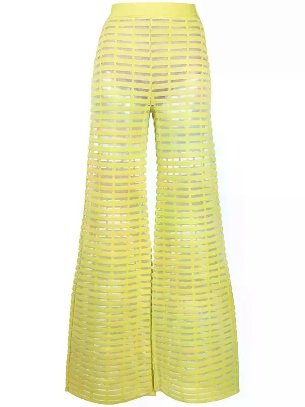GENNY Lime Semi-sheer Flared Trousers