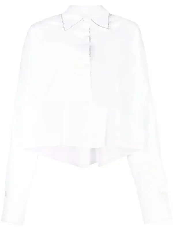 GENNY Embellished Cropped Shirt - White
