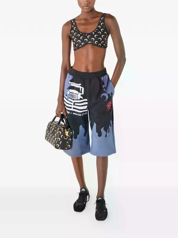 MARINE SERRE Patchwork Jersey Shorts With Graphic Print