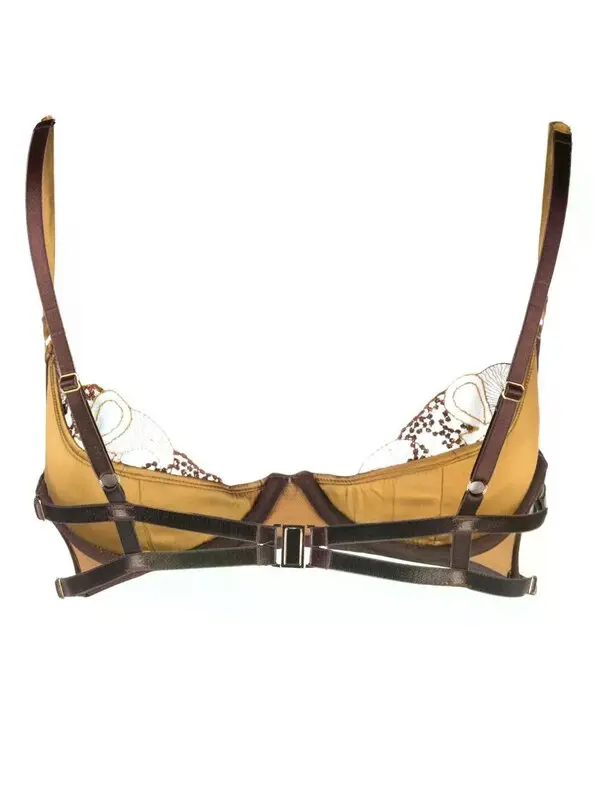 IHUOMA Embroidery Quarter-cup Bra - Brown