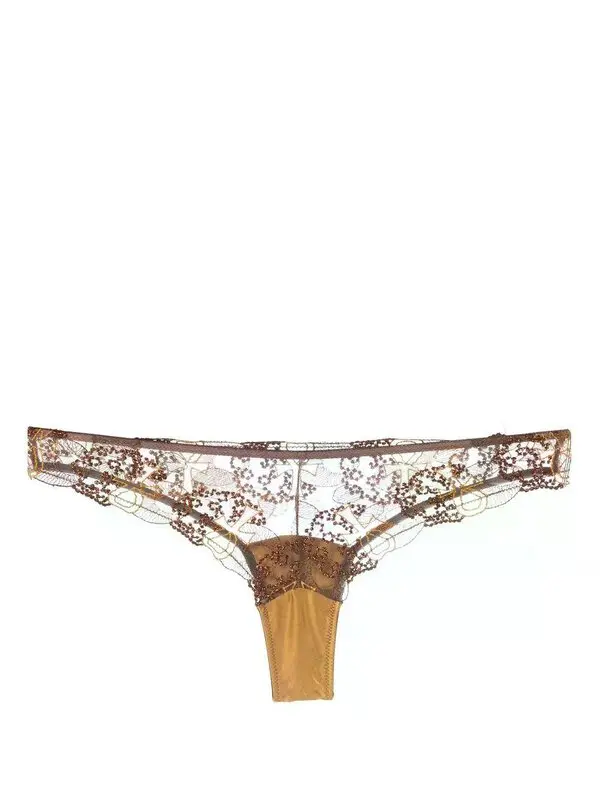IHUOMA Divine Feminine Embroidery Briefs - Brown