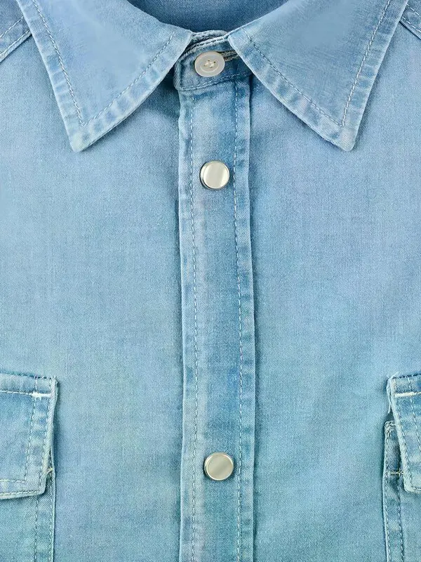 DONDUP Press-stud Denim Shirt - Blue