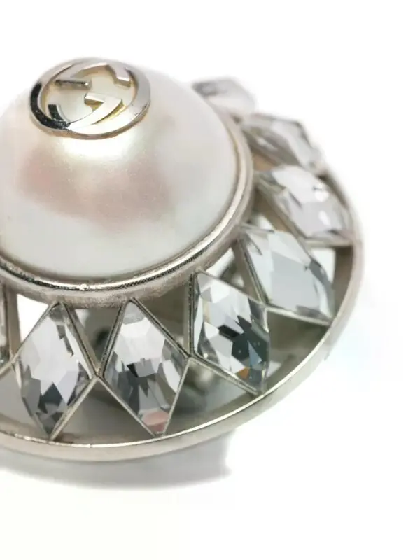 Gucci Interlocking G Crystal-embellished Earrings - Silver