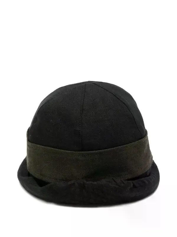ZIGGY CHEN Panelled Contrast-trim Hat - Black