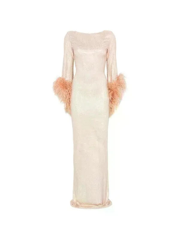 MIRON Feather-trim Crystal-embellished Dress