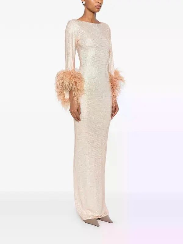 MIRON Feather-trim Crystal-embellished Dress