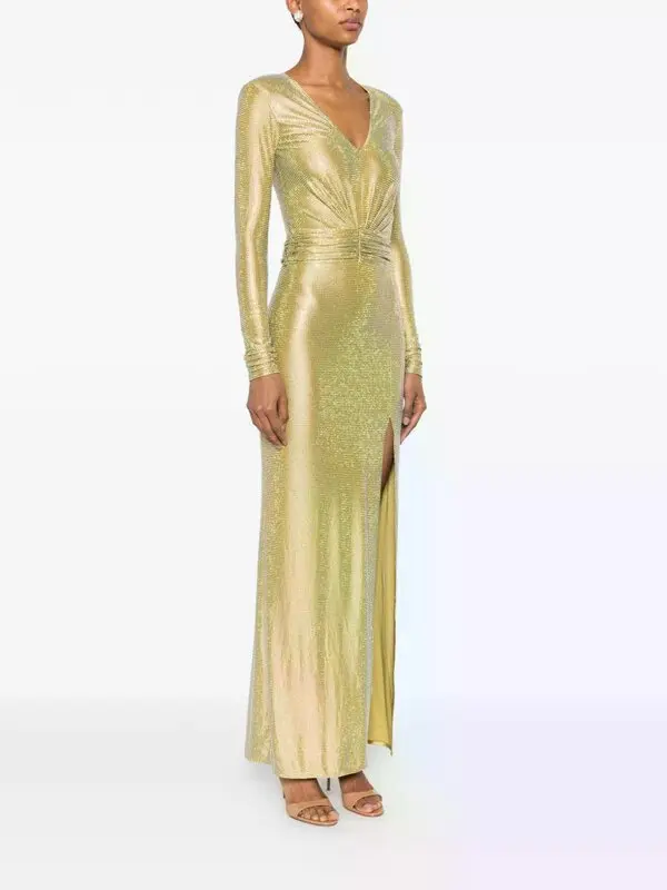 MIRON Crystal-embellished Front-slit Dress