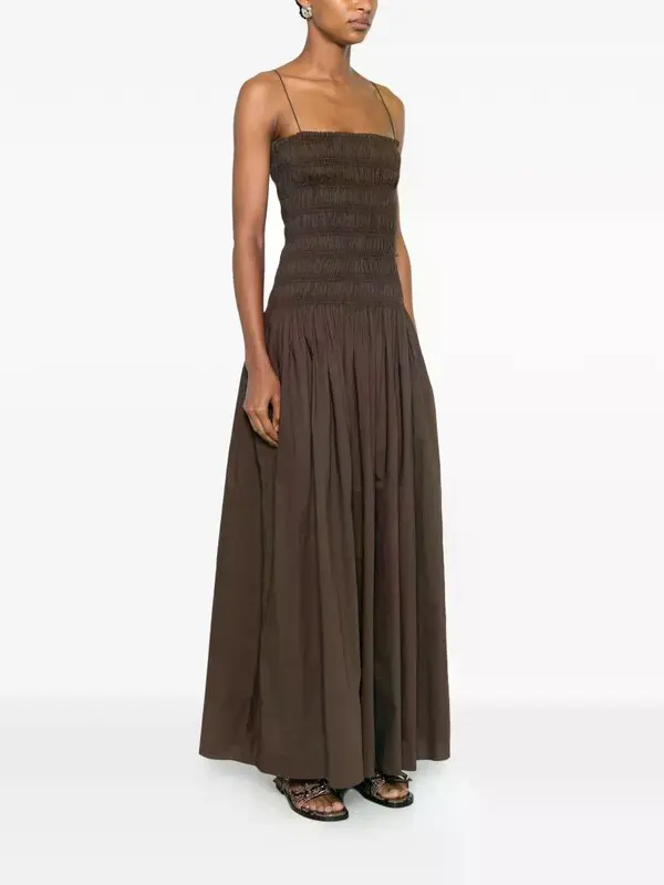 Matteau Shirred Drop-waist Dress - Brown