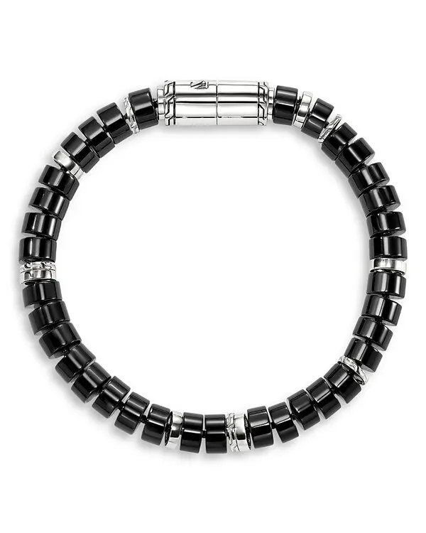 John Hardy Sterling Silver Heishi Stone Rondelle Bead Bracelet - Silver/black Onyx