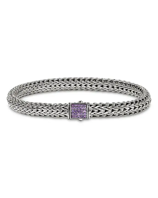 John Hardy Sterling Silver Gemstone Cluster Woven Link Bracelet - Silver/purple