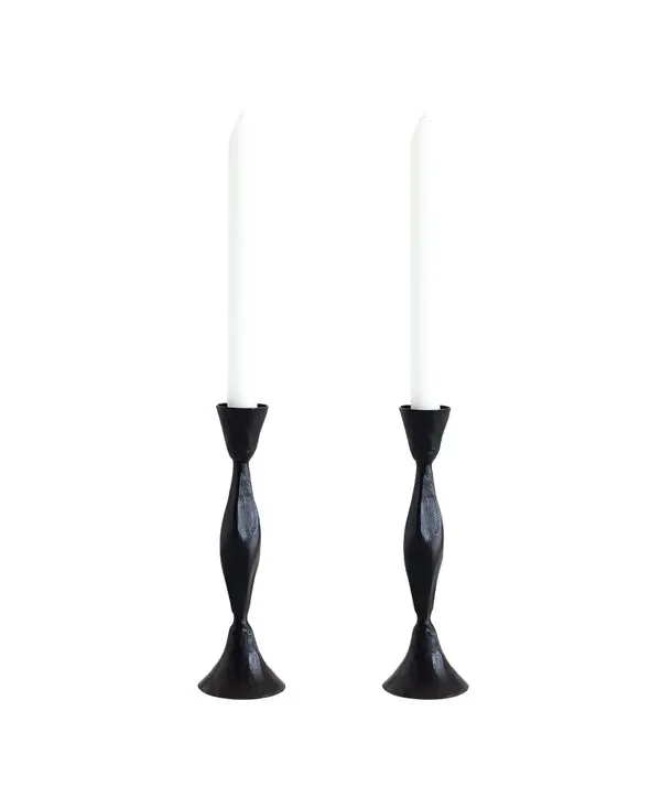 CREATIVE WOMEN High Diamond Handforged Iron Candle Stand, Set Of 2
