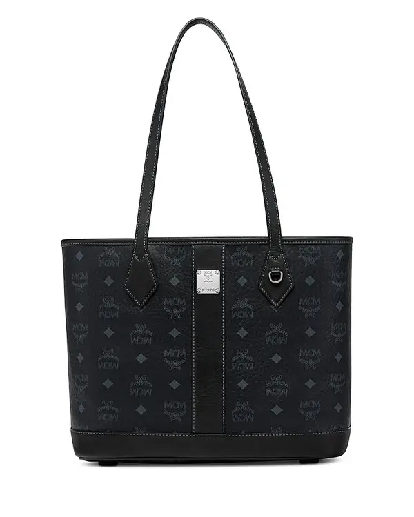 Mcm Liz Small Visetos Leather Tote - Black