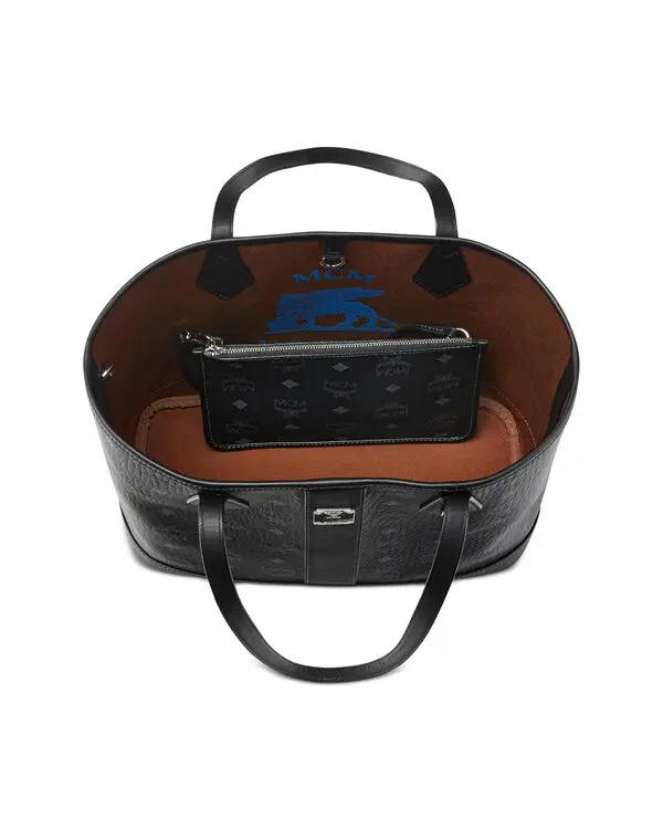 Mcm Liz Small Visetos Leather Tote - Black