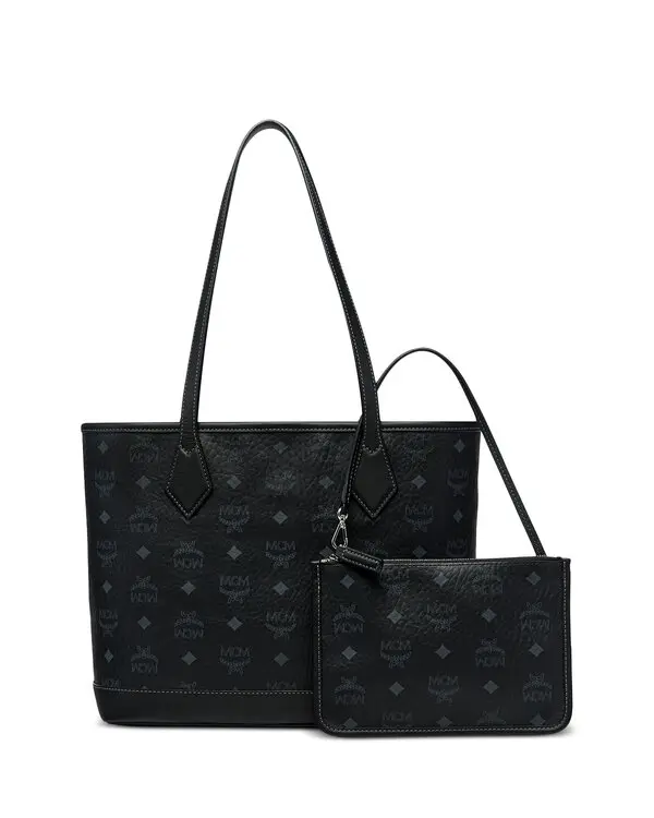 Mcm Liz Small Visetos Leather Tote - Black