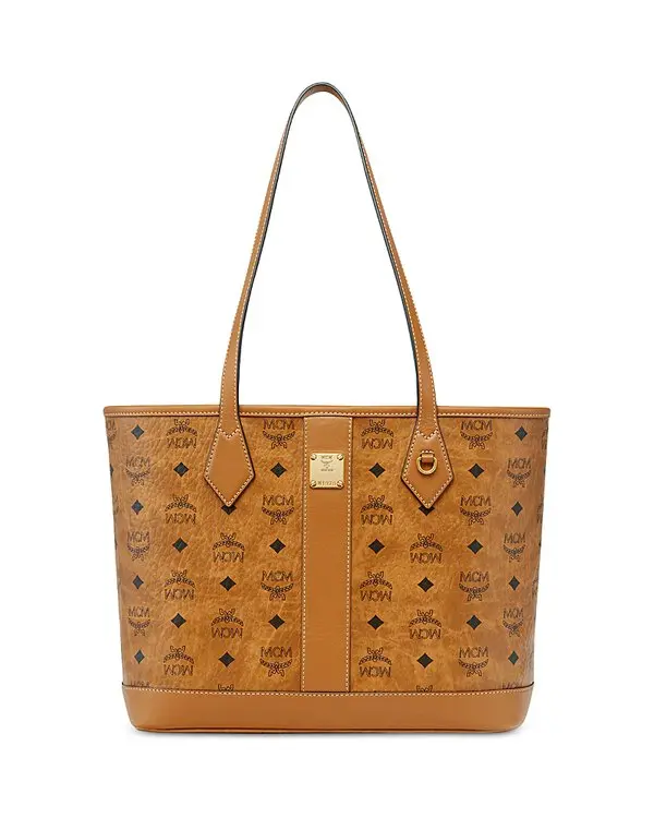 Mcm Liz Small Visetos Leather Tote - Cognac
